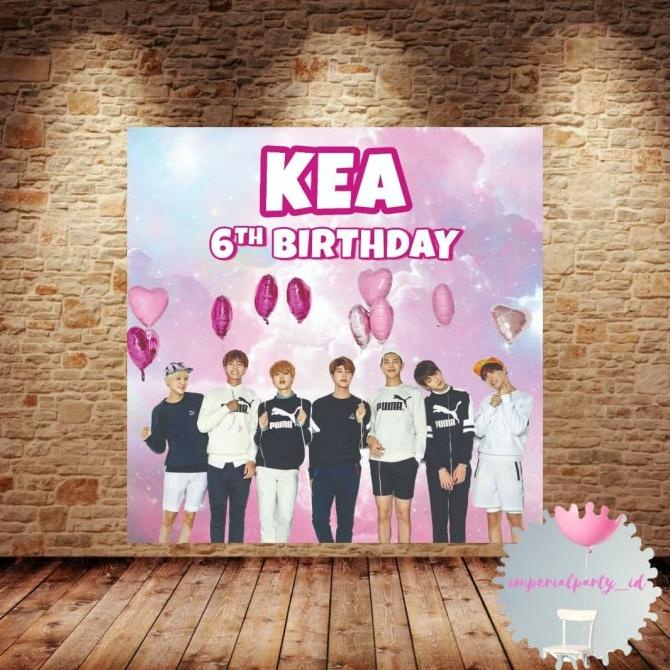 Jual [ COD ] Custom Backdrop Banner Spanduk Happy Birthday BTS BT21 ...
