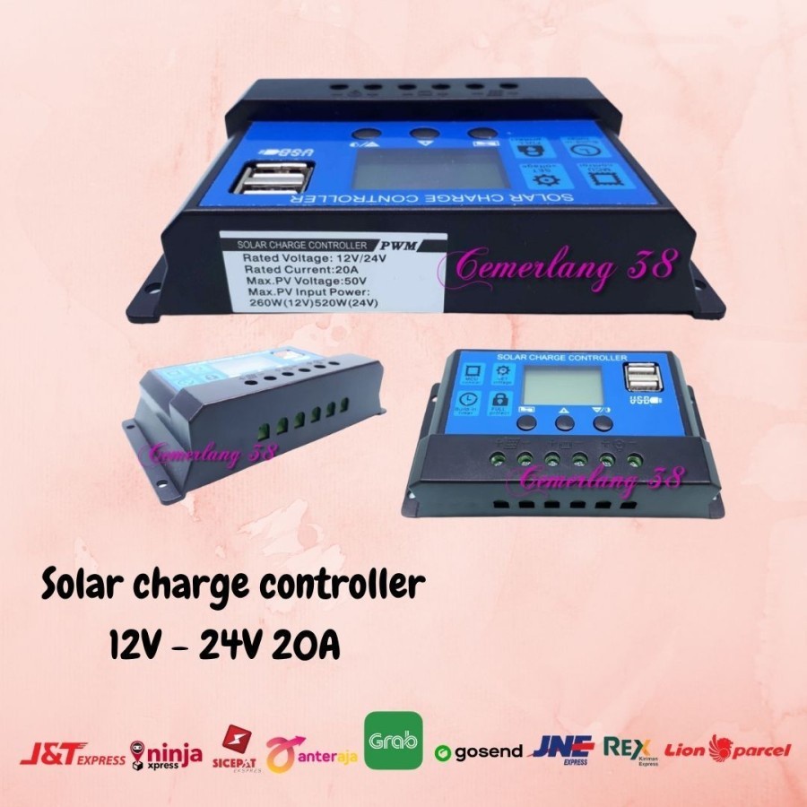 Jual Solar Panel Charger Controller Panel Surya 20A 12V 24V Cell PWM 20 ...