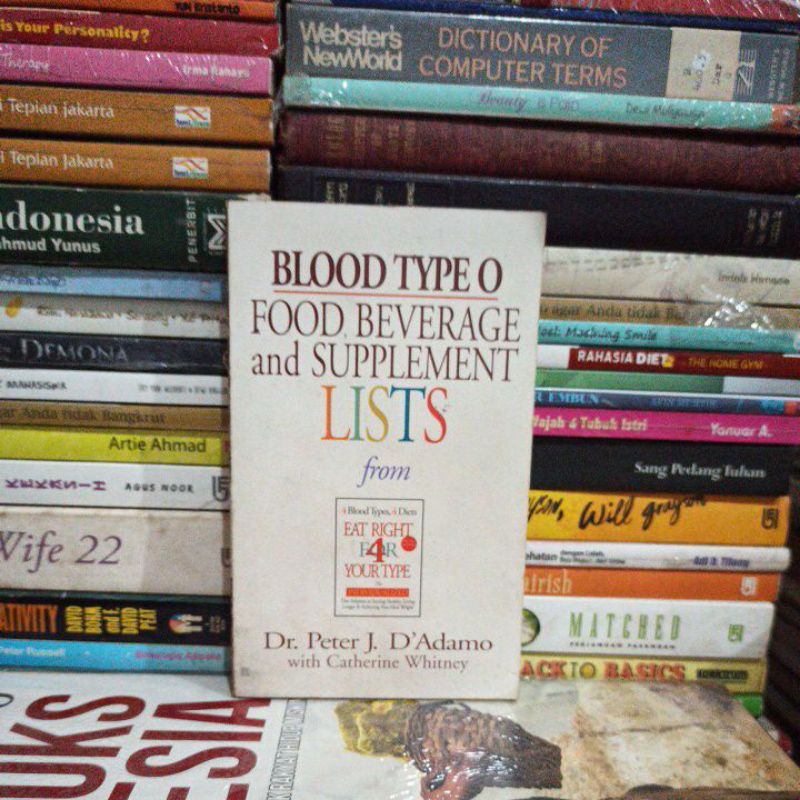 Jual BUKU ORIGINAL BLOOD TYPE O FOOD BEVERAGE AND SUPPLEMENT LISTS FROM ...
