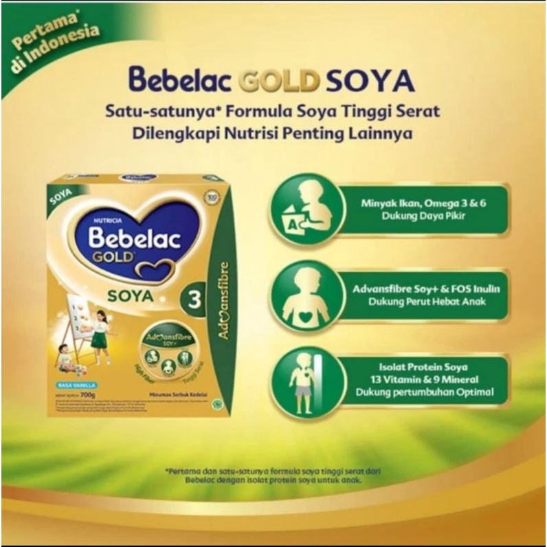 Jual Bebelac 3 Gold SOYA vanilla 700gr susu bayi | Shopee Indonesia