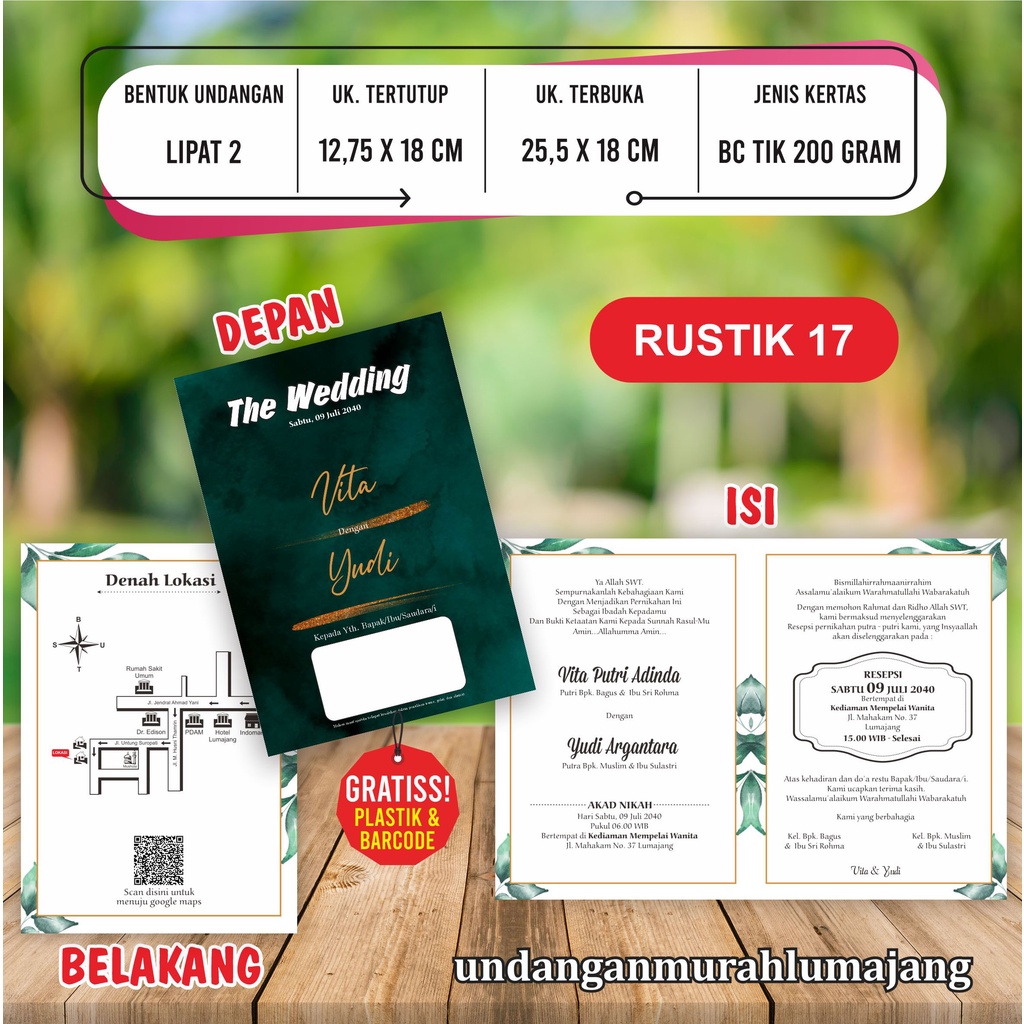 Jual UNDANGAN PERNIKAHAN KEKINIAN MODEL LIPAT 2 HARGA MURAH MERIAH ...