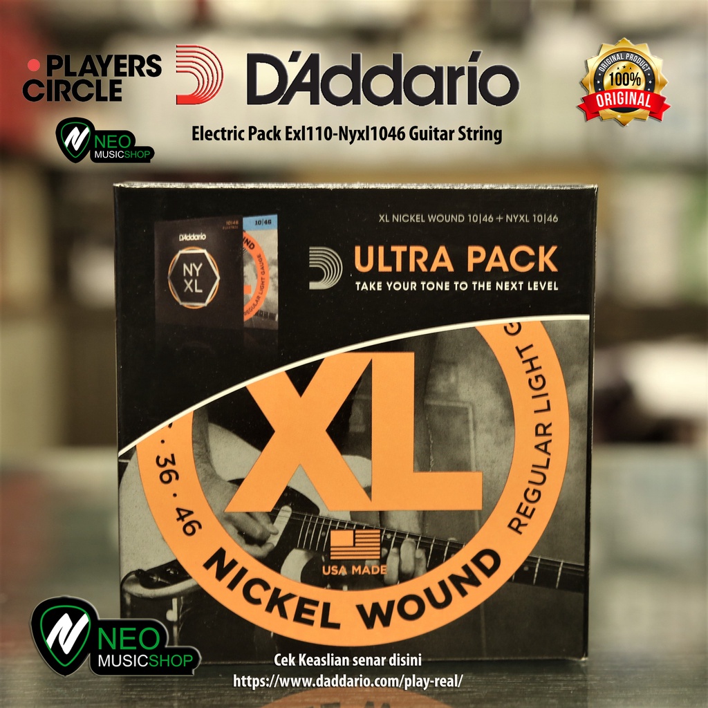 Jual D’addario Electric Pack Exl110-Nyxl1046 Guitar String | Shopee ...