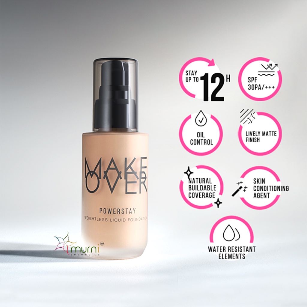Jual MAKE OVER POWERSTAY WEIGHTLESS LIQUID FOUNDATION OIL CONTROL 40ML ...