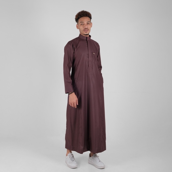 Jual Jubah Gamis Shahama Basic Kerah Saudi SH-079 Maroon | Shopee Indonesia