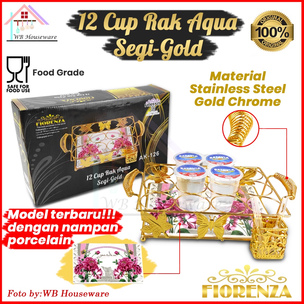 Jual FIORENZA Rak aqua 12lubang stainless gold segi AK-126 / tempat ...