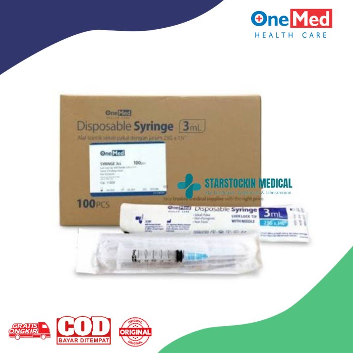 Jual Alat Suntik Spoit Spuit Syringe Onemed 3 cc ml Box Isi 100 pcs ...