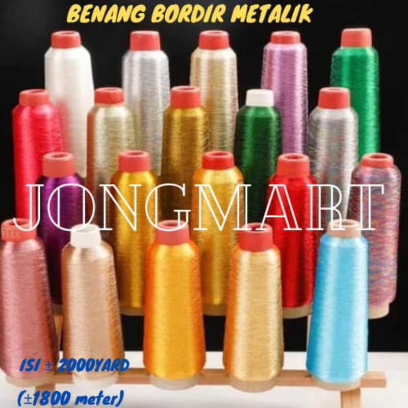 Jual Benang Bordir lunarexPolyester Metalik Emas silver merah hijau ...