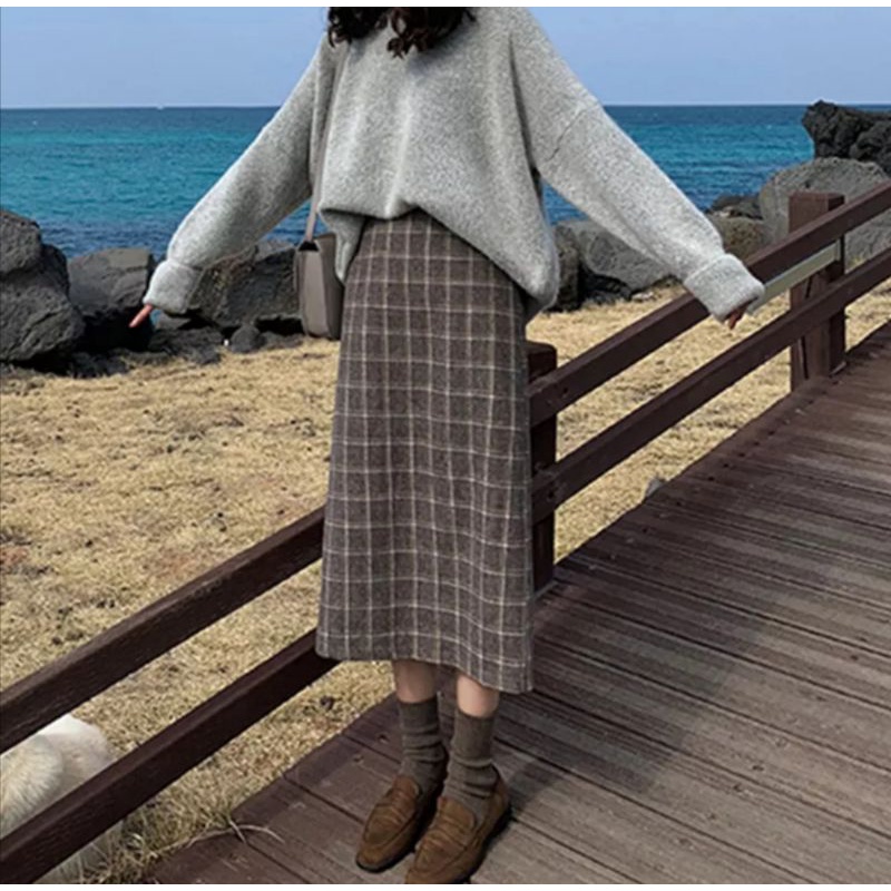 Jual rok midi kotak kotak rok midi bahan premium rok berkualitas ...