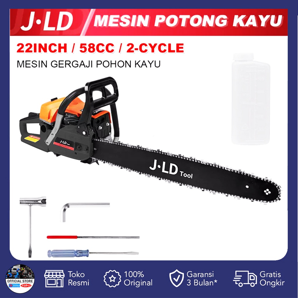 Jual [PROMO] Mesin Potong Kayu 58CC Mesin sinso JLD senso Chainsaw 2Tak 22inch Gergaji Potong ...