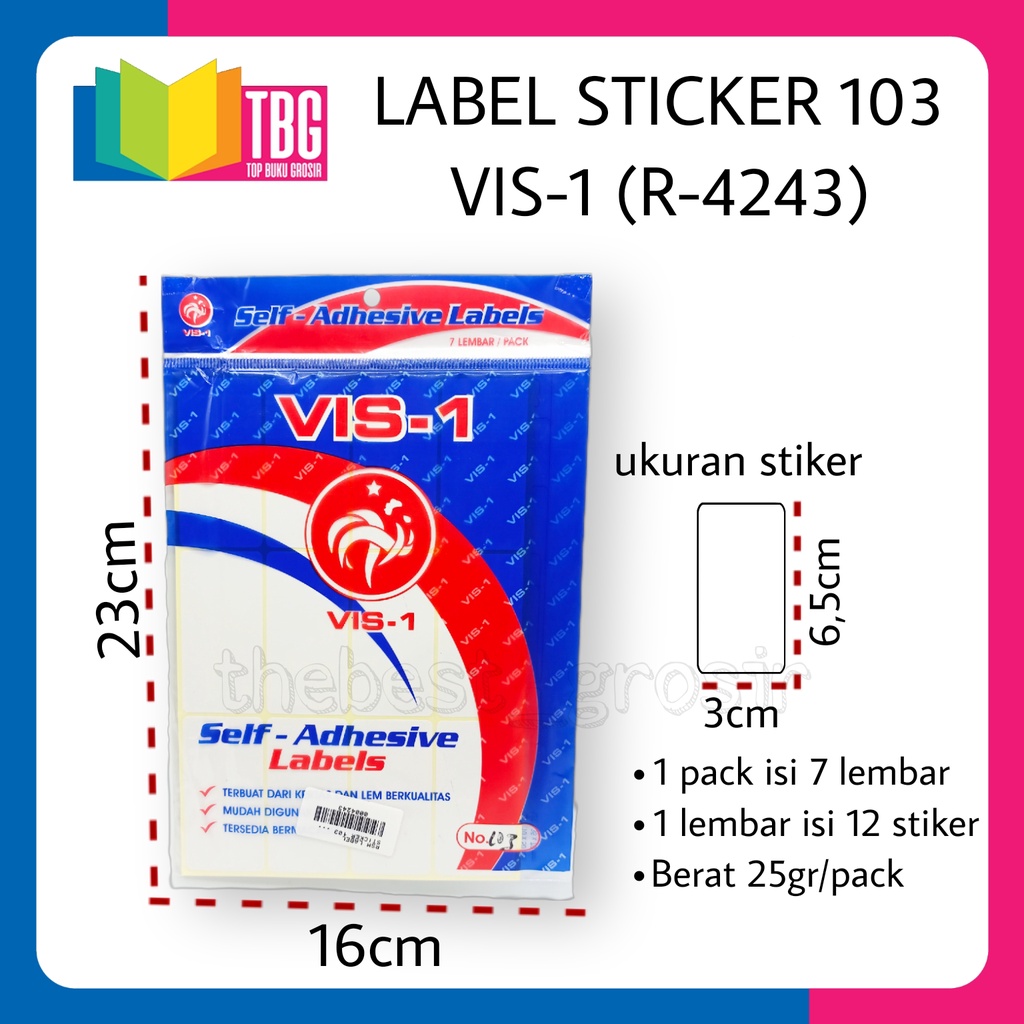 Jual 1 PACK LABEL STICKER 103 VIS-1 SELF ADHESIVE STIKER LABEL POLOS ...