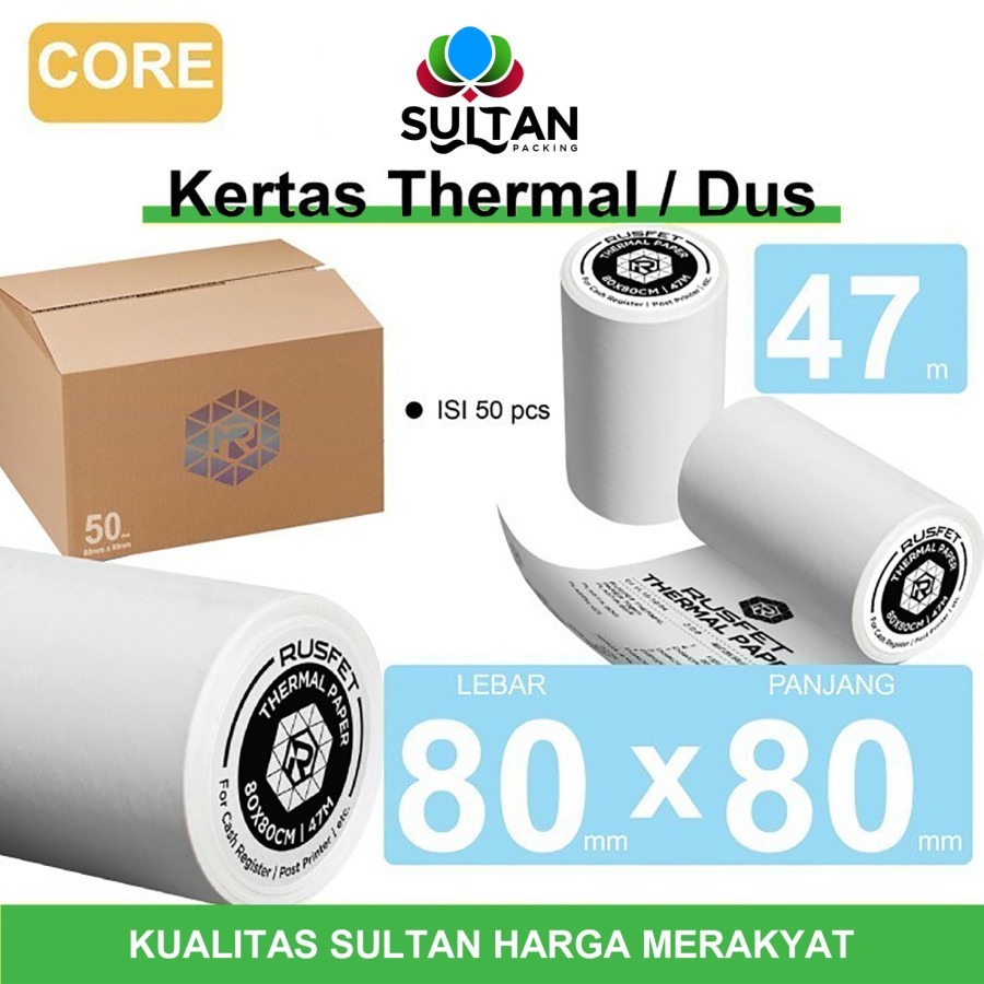 Jual Kertas Thermal Paper Core Printer Resi Termal Barcode POS 80x80mm ...