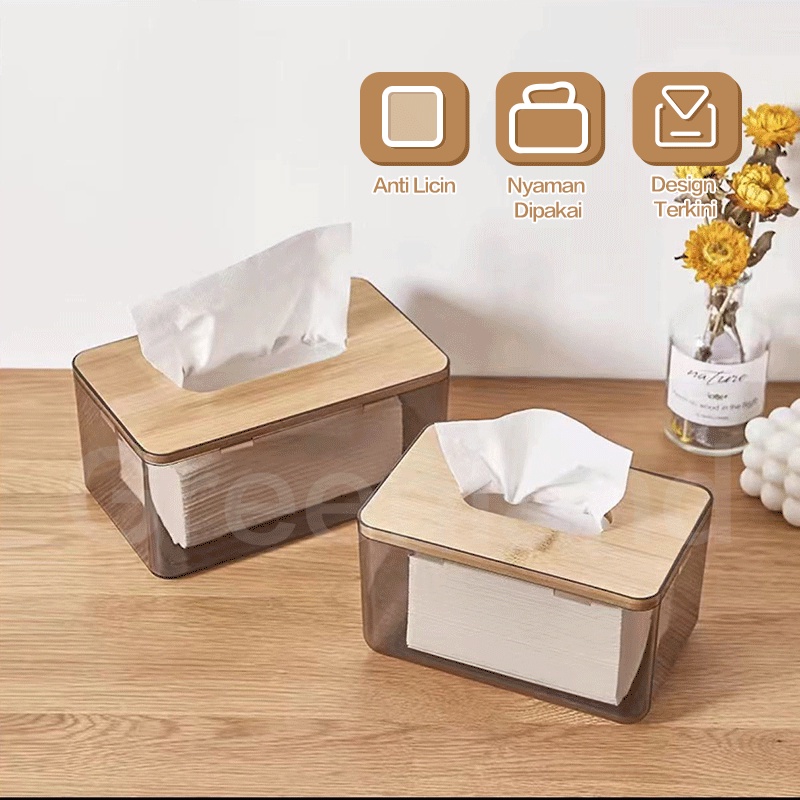 Jual Greenland Kotak tissue Kayu Transparan Modern Kotak pennyimpanan ...
