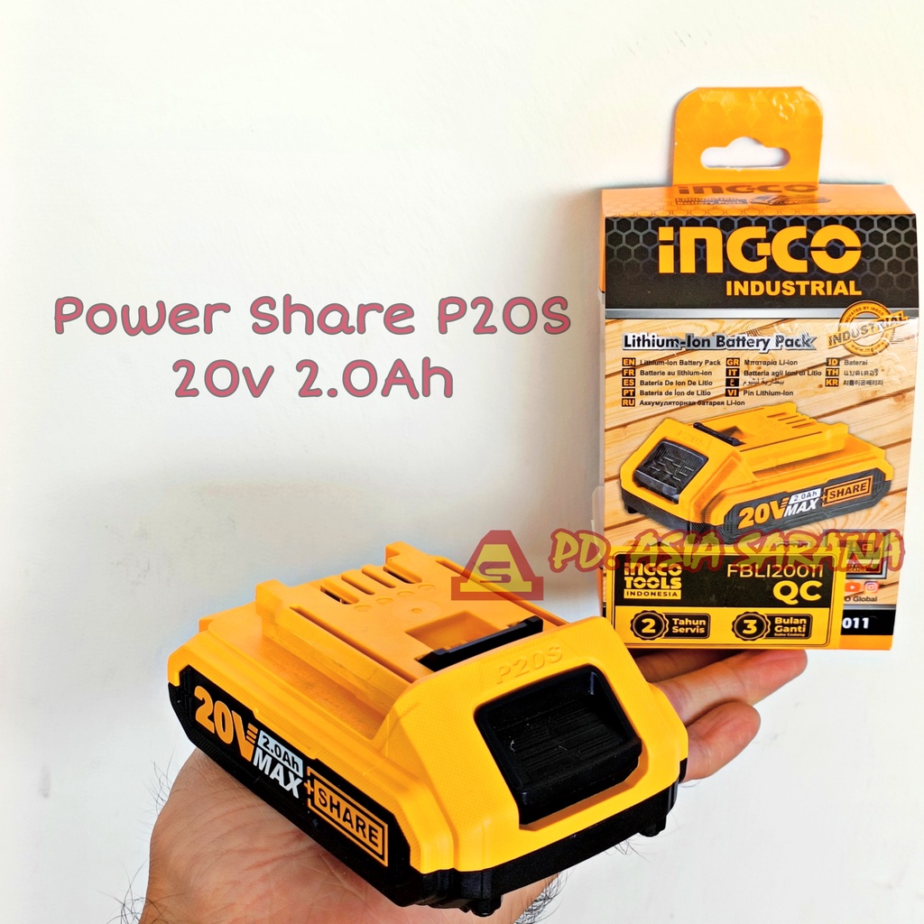 Jual Cordless Battery 20v Li-Ion 2.0Ah INGCO FBLI2001 Baterai Share ...