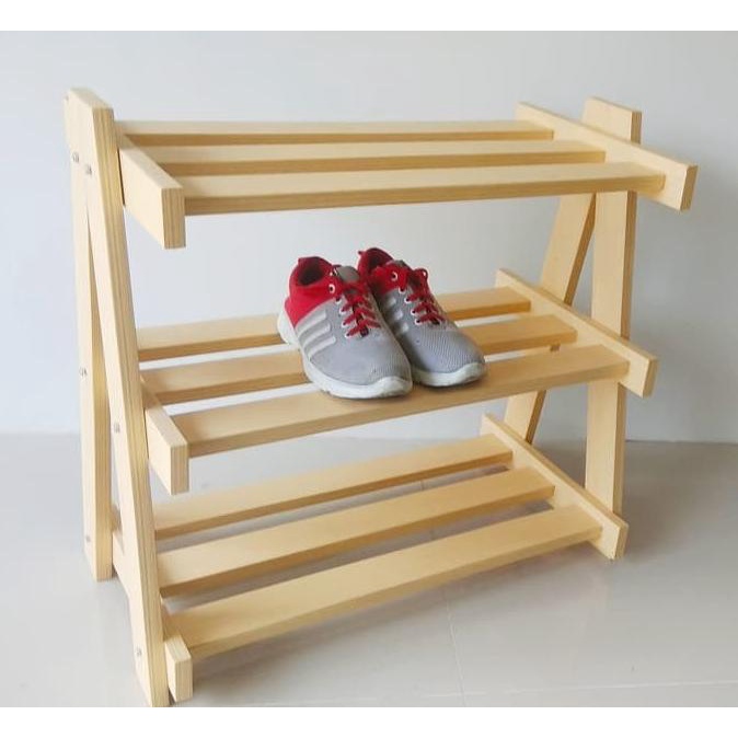 Jual Rak Sepatu Kayu / Rak Sandal Kayu / Rak Kaki Segi Tiga paling ...