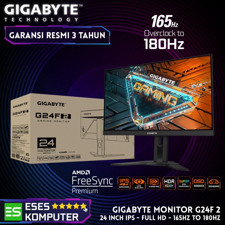 Jual Monitor Gigabyte G24F2 G24F 2 Gaming 24 Inch SS IPS FHD 180Hz 1ms ...