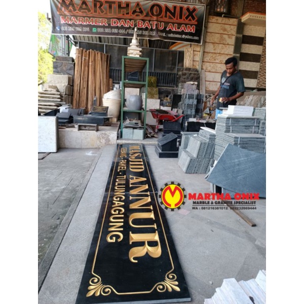 Jual Marmer Papan Nama Masjid Ukuran Custom Memanjang 50x350 cm | Shopee Indonesia