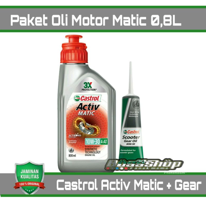 Jual Oli Castrol Activ Matic 10W-30 - Oli Set + Gear 800ml 120ml Oli ...