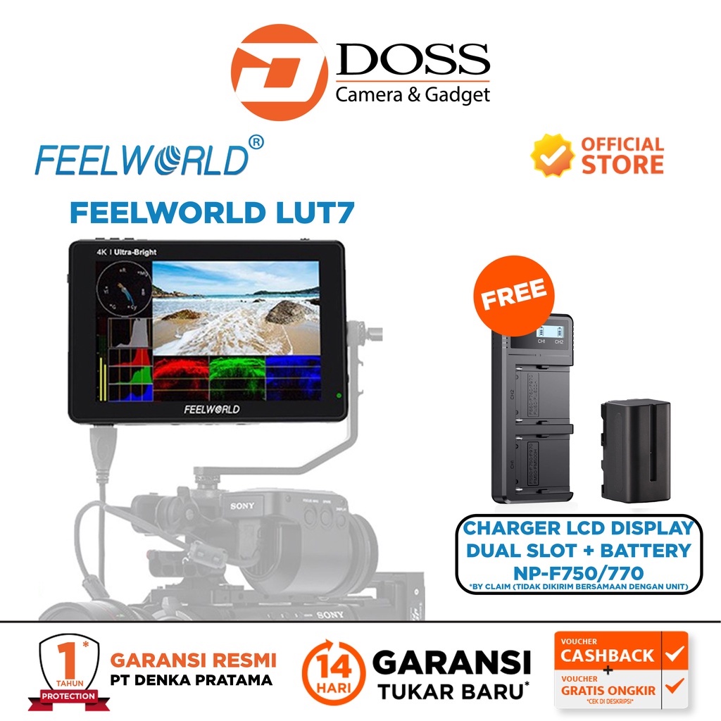 Jual FeelWorld Monitor Kamera Eksternal / FeelWorld LUT7 7inch 3D LUT ...