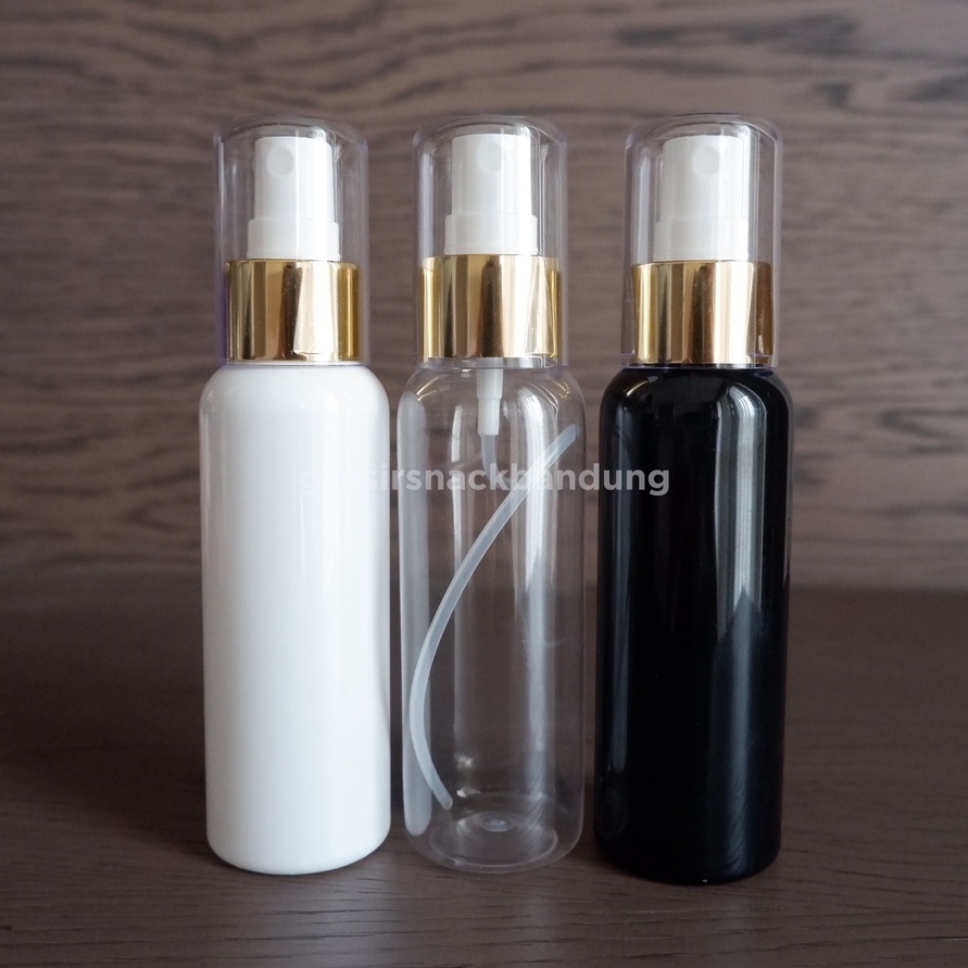 Jual BOTOL PLASTIK PET 100ML SPRAY GOLD FULL CAP / BOTOL SPRAY GOLD ...