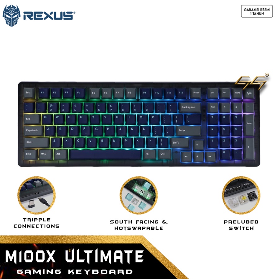 Jual Keyboard Gaming Wireless Mechanical RGB Rexus DAXA M100X Ultimate ...
