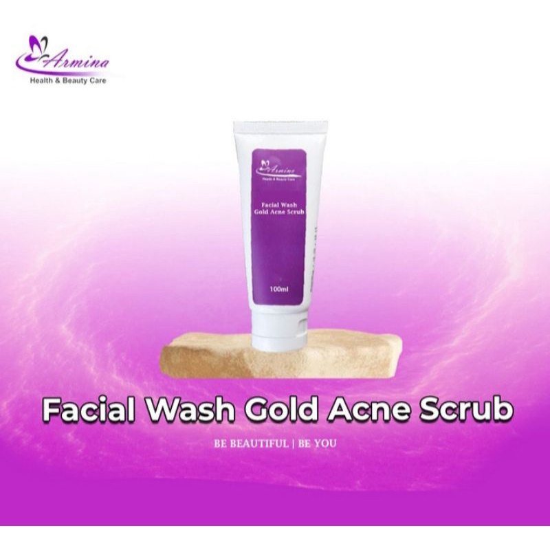 Jual Armina Facial Wash Gold Acne Scrub mengatasi wajah berjerawat ...