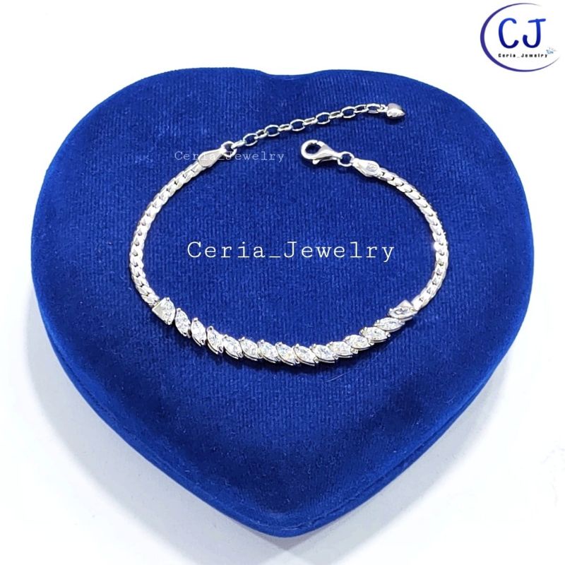 Jual Gelang Perak Asli Silver 925 Lapis Emas Putih Model Berlian ...