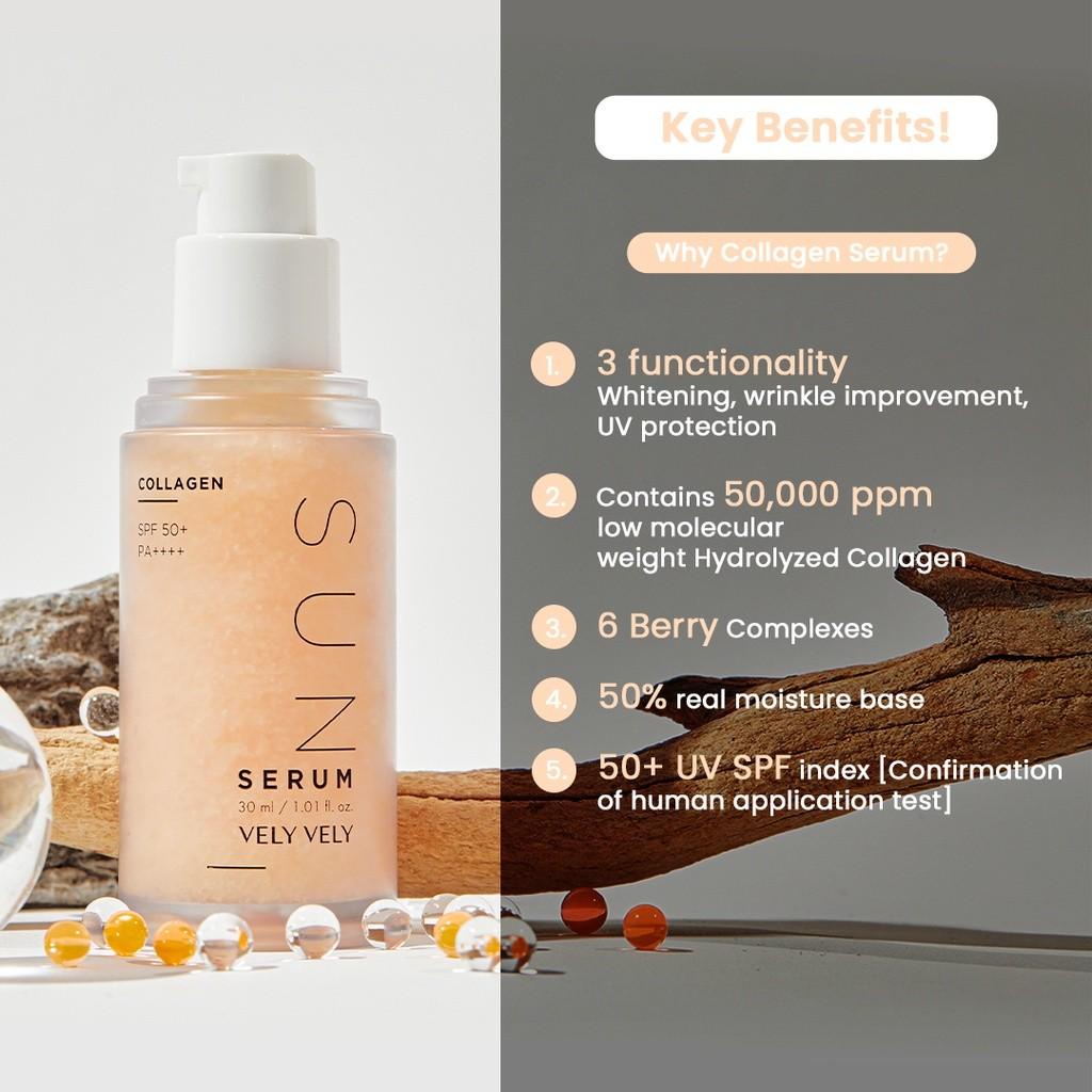 Jual Vely Vely Collagen Sun Serum SPF 50+ PA++++ 30ml | Shopee Indonesia