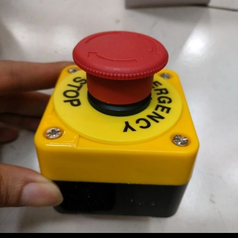 Jual Emergency Stop Push Button merah + box + label name | Shopee Indonesia