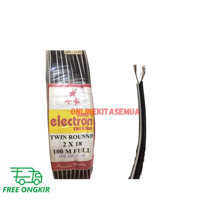Jual Kabel led strip TR Twin Round 2x18 100Meter ELECTRON Hitam list ...