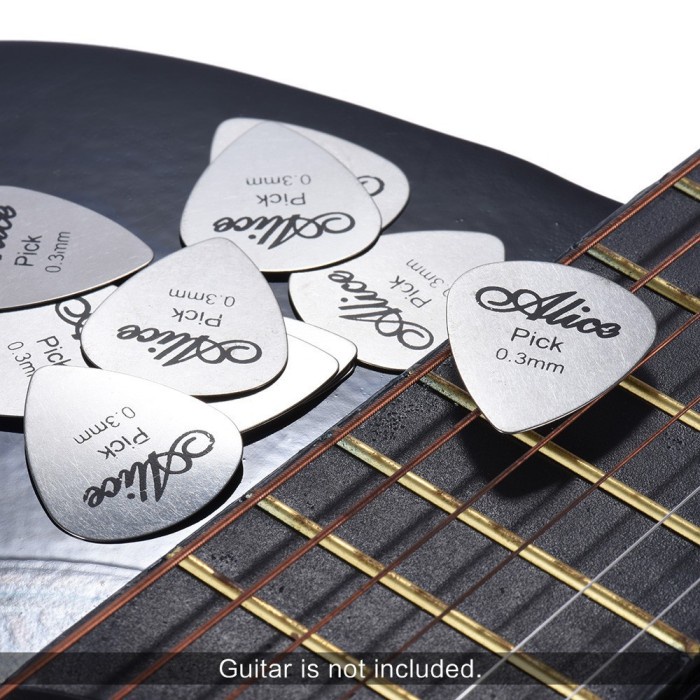 Jual Launch 12Pcs / Pak Pick Gitar Alice Ap-12S Bahan Stainless Steel ...