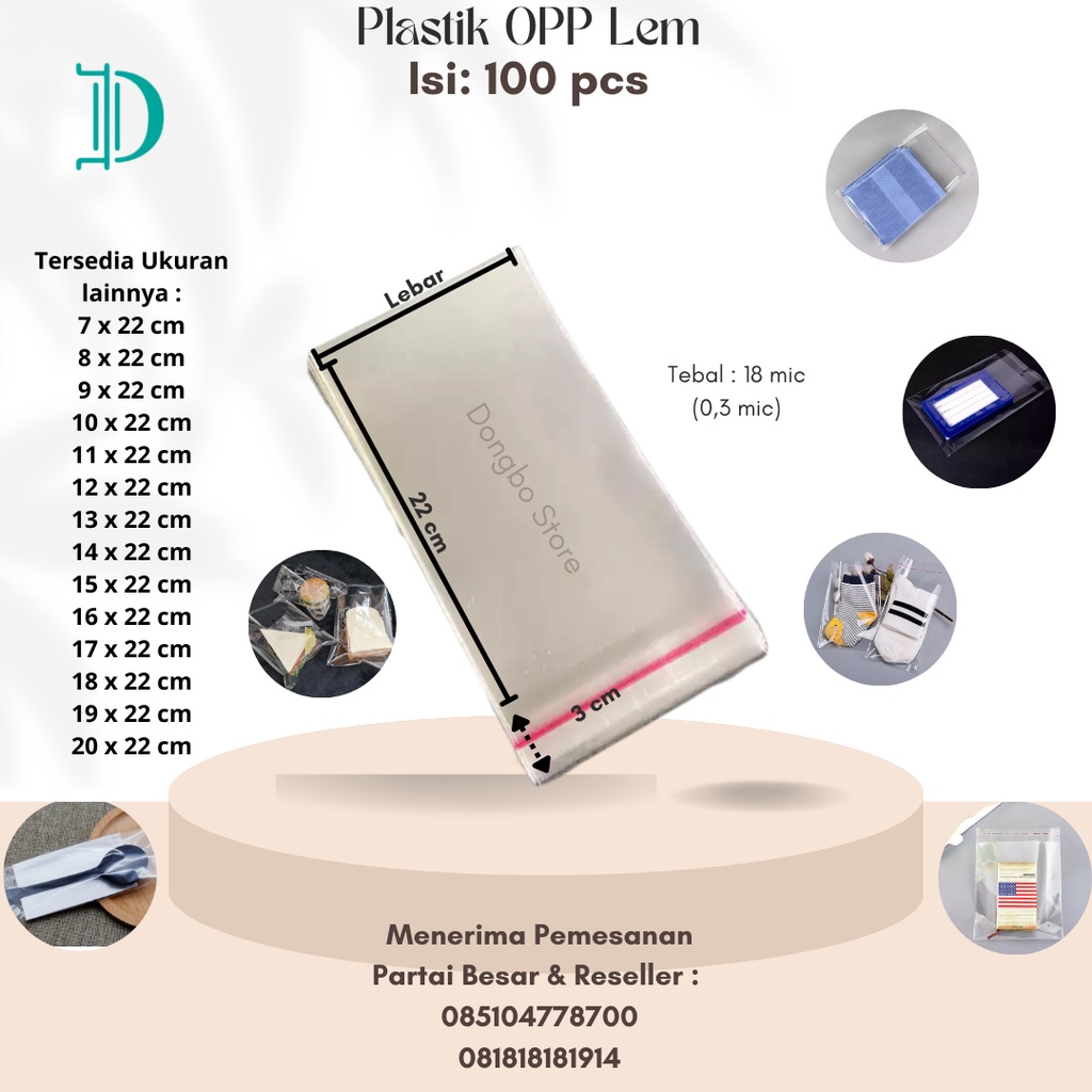 Jual PLASTIK OPP LEM TIPIS 7X22, 8X22; 9X22; 10X22; 11X22; 12X22; 13X22; 14X22; 15X22; 16X22 ...