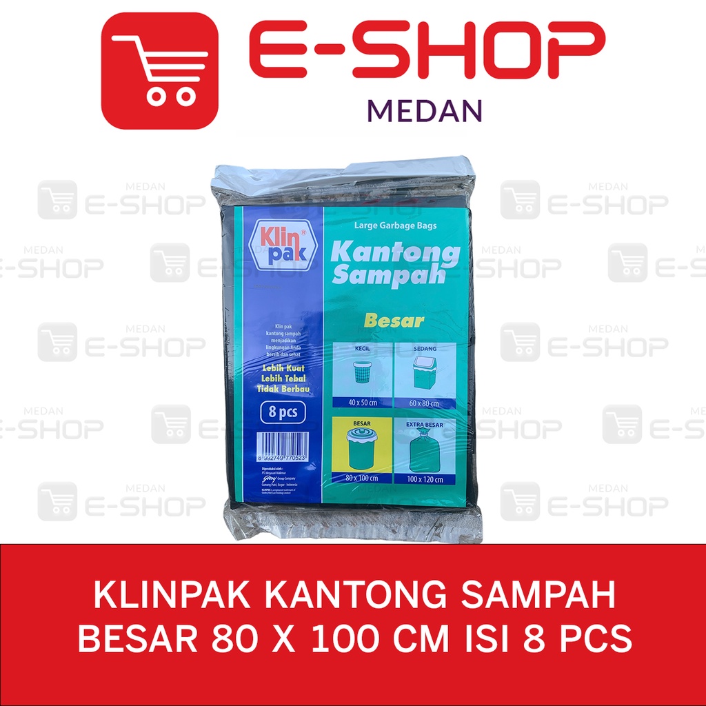 Jual Klinpak Kantong Plastik sampah Hitam BESAR 80 X 100 cm isi 8 PCS | Shopee Indonesia