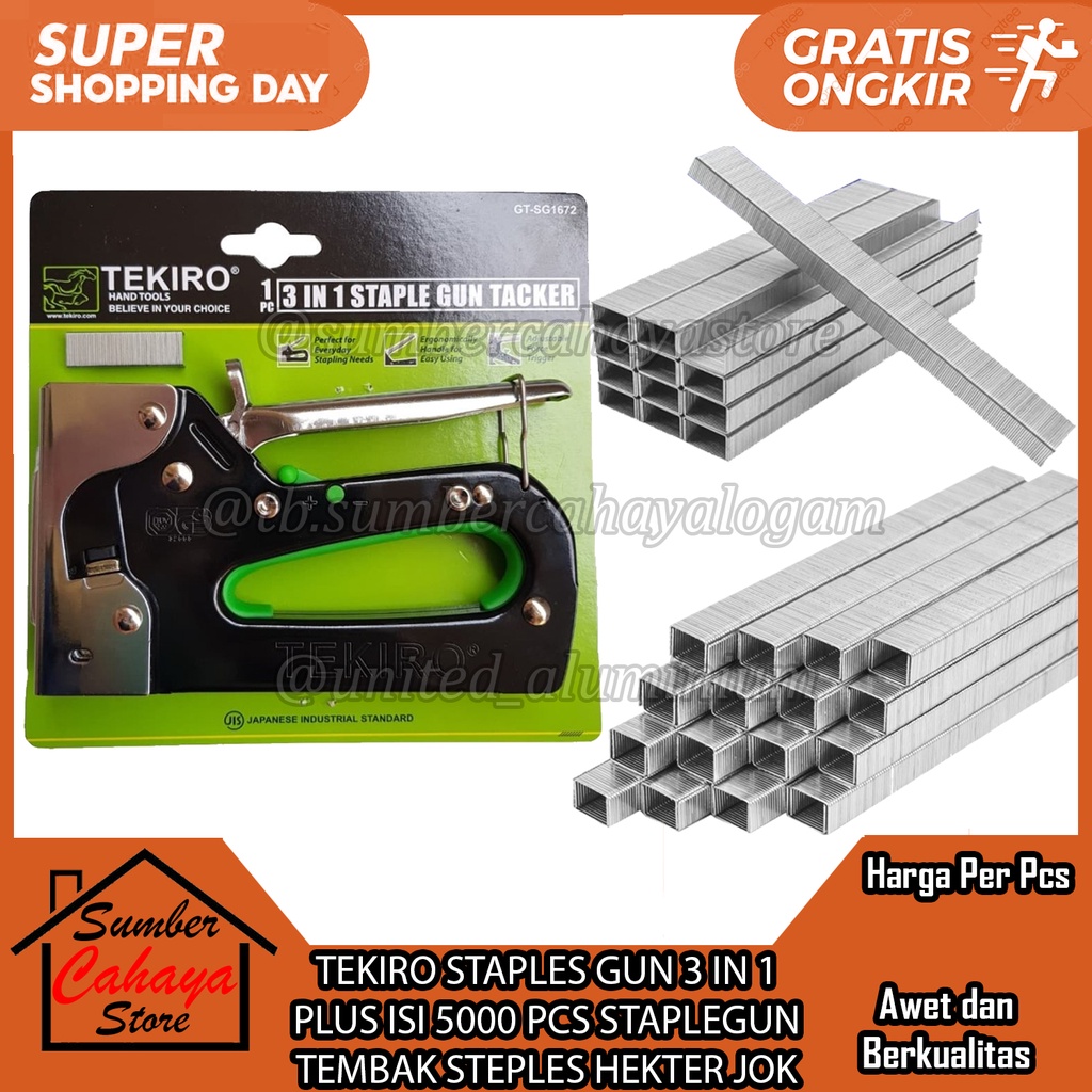Jual TEKIRO STAPLES GUN 3 IN 1 PLUS ISI 5000 PCS STAPLEGUN TEMBAK ...
