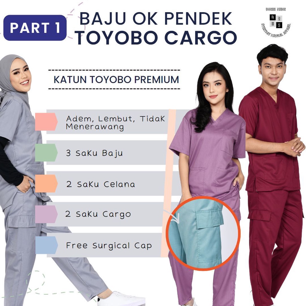 Jual Baju OK TOYOBO CARGO / Baju Jaga / Scrub Medis Lengan Pendek DOCHS ...