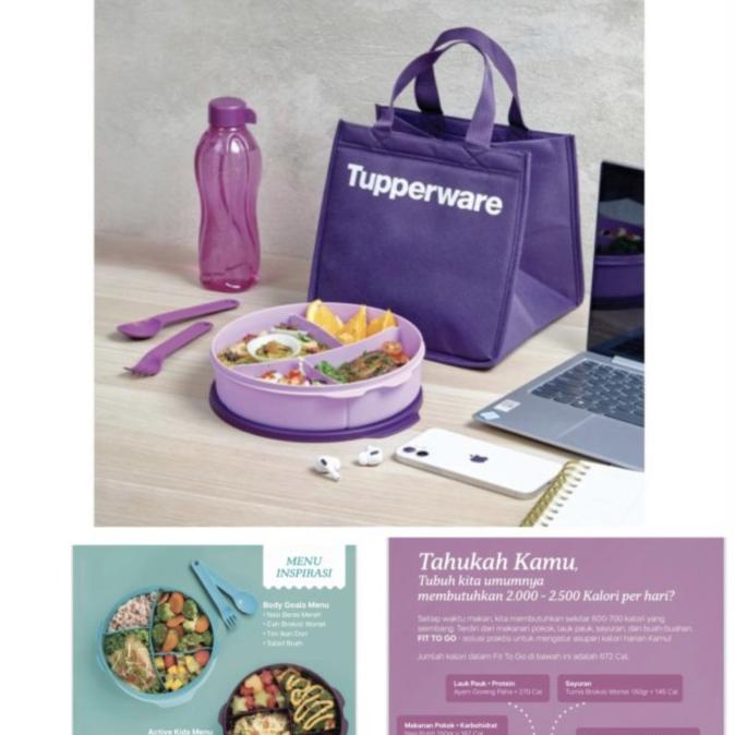 Jual Tempat makan Tupperware Fit To Go 4 sekat ASIMETRIS dengan tas ...