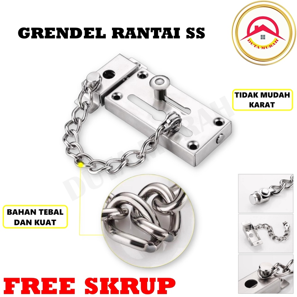 Jual Grandel Rantai Satinless Pengunci Pintu Kunci Selop Slot Kunci ...