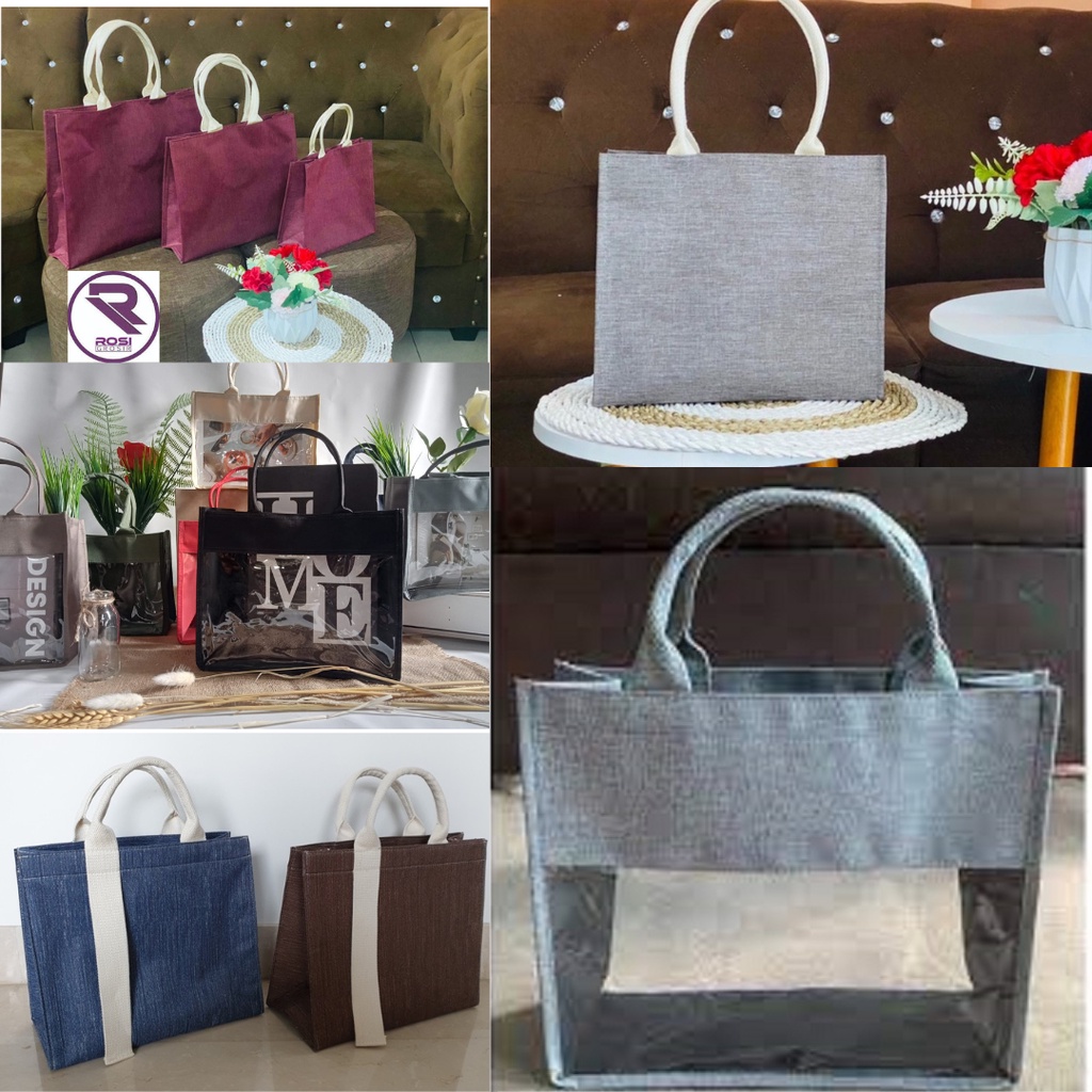 Jual tas denim/tas hampers/tas kanvas tali/tas souvenir/tas mika dof ...