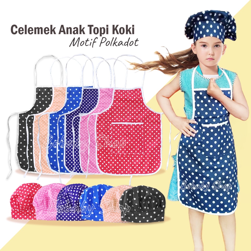 Jual Celemek Anak Plus Topi Koki Motif Polkadot Sewarna Murah | Shopee ...
