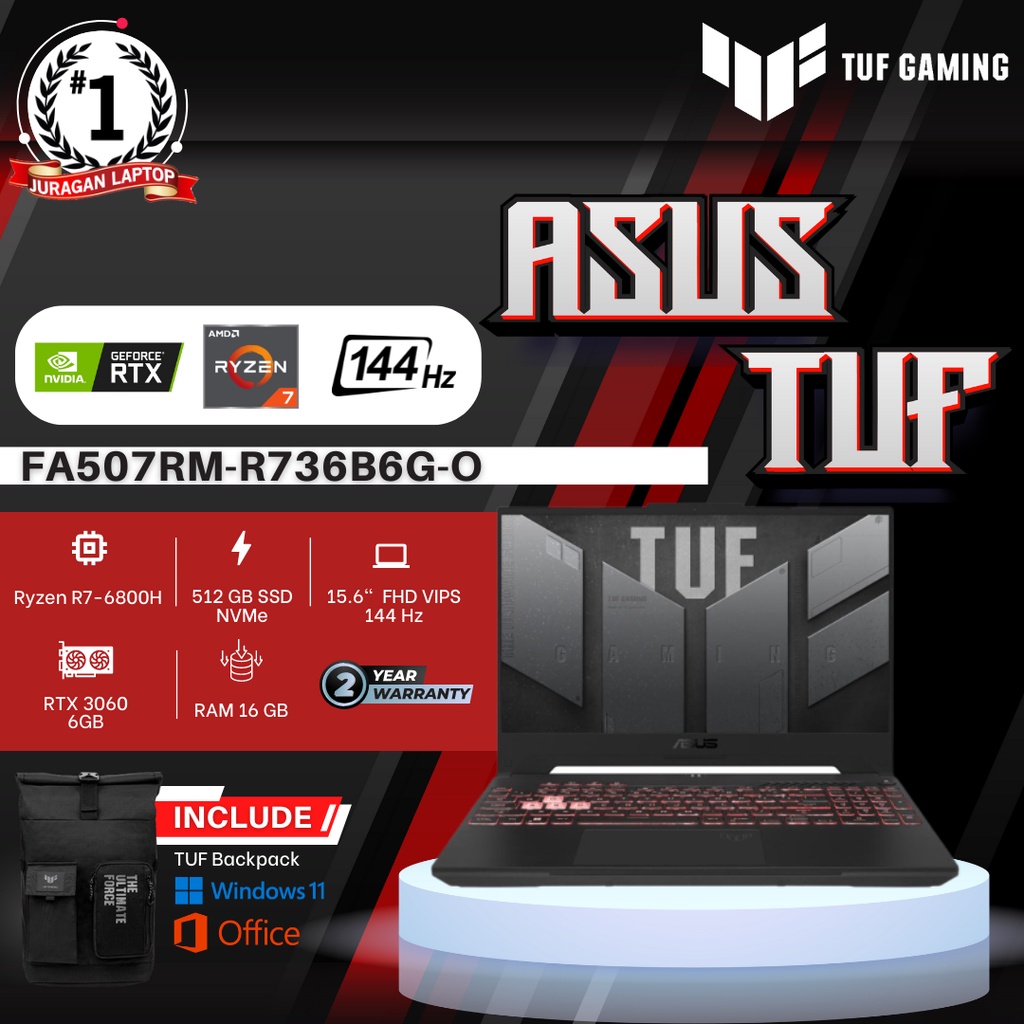 Jual LAPTOP ASUS TUF FA507RM-R736B6G-O | R7-6800H 16GB 512GB RTX3060 ...