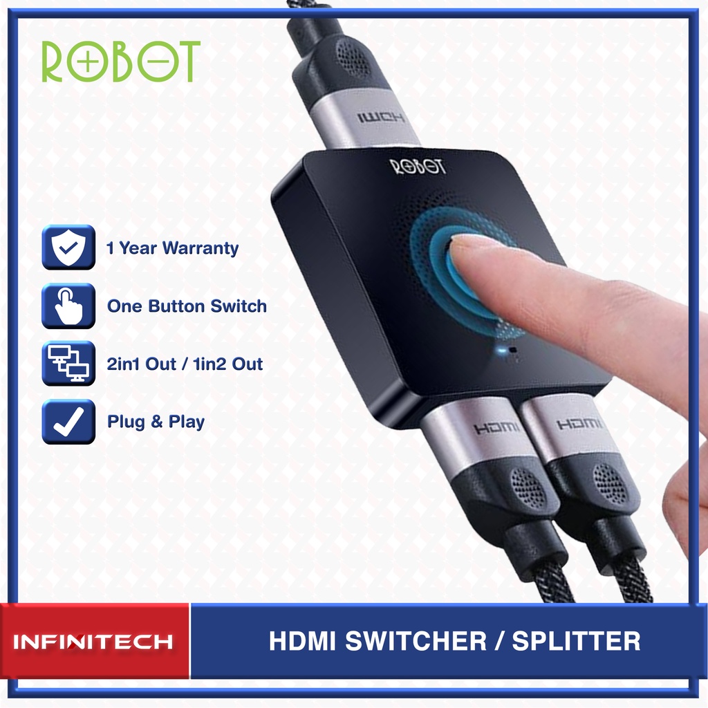 Jual Robot HM103 HDMI Switch Switcher Splitter 2in1 1in2 Out TV PC PS ...