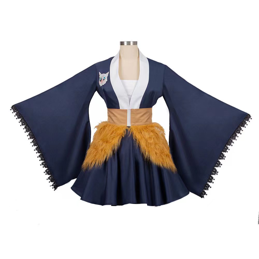 Jual Anime Demon Slayer Hashibira Inosuke Cosplay Costume Dress Long ...