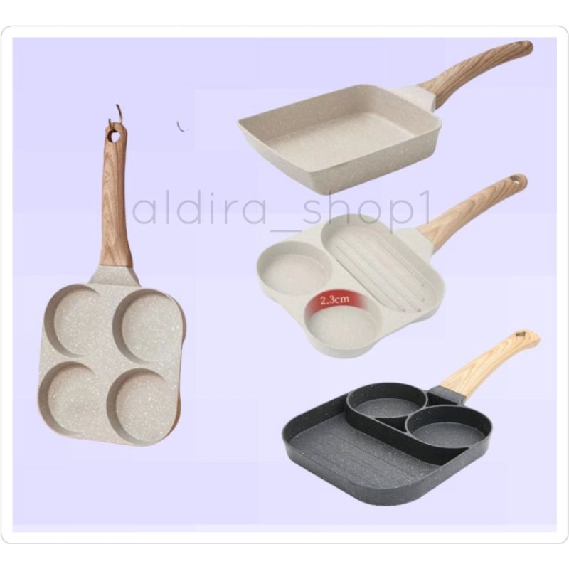 Jual Tamagoyaki Pan, Teflon Telur Anti lengket, teflon 3 lubang dan 4 ...