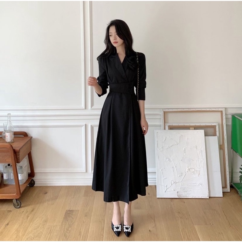 Jual Bian Dress Korean Simple Basic Polos Dinner Casual Gaun Formal ...