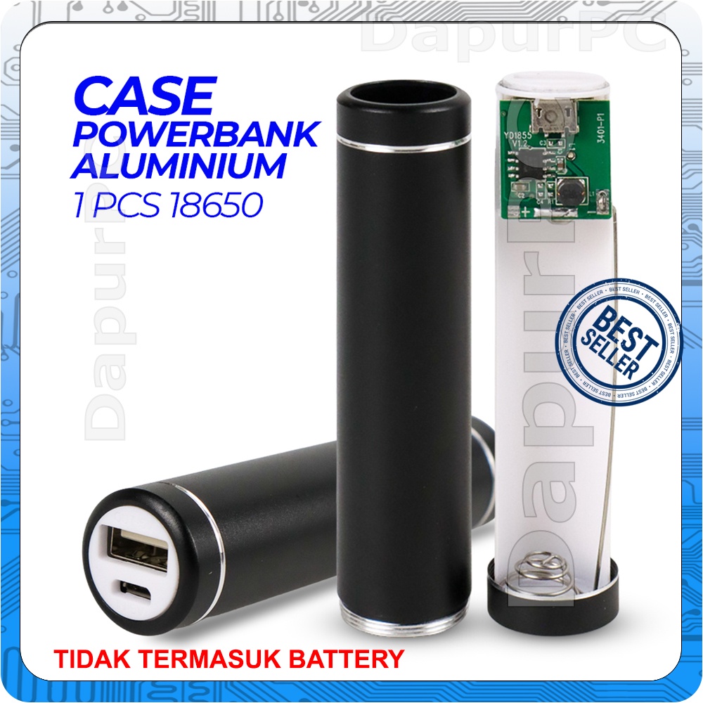 Jual Case Power Bank Exchangeable Cell For 1Pcs 18650 Aluminum Black ...