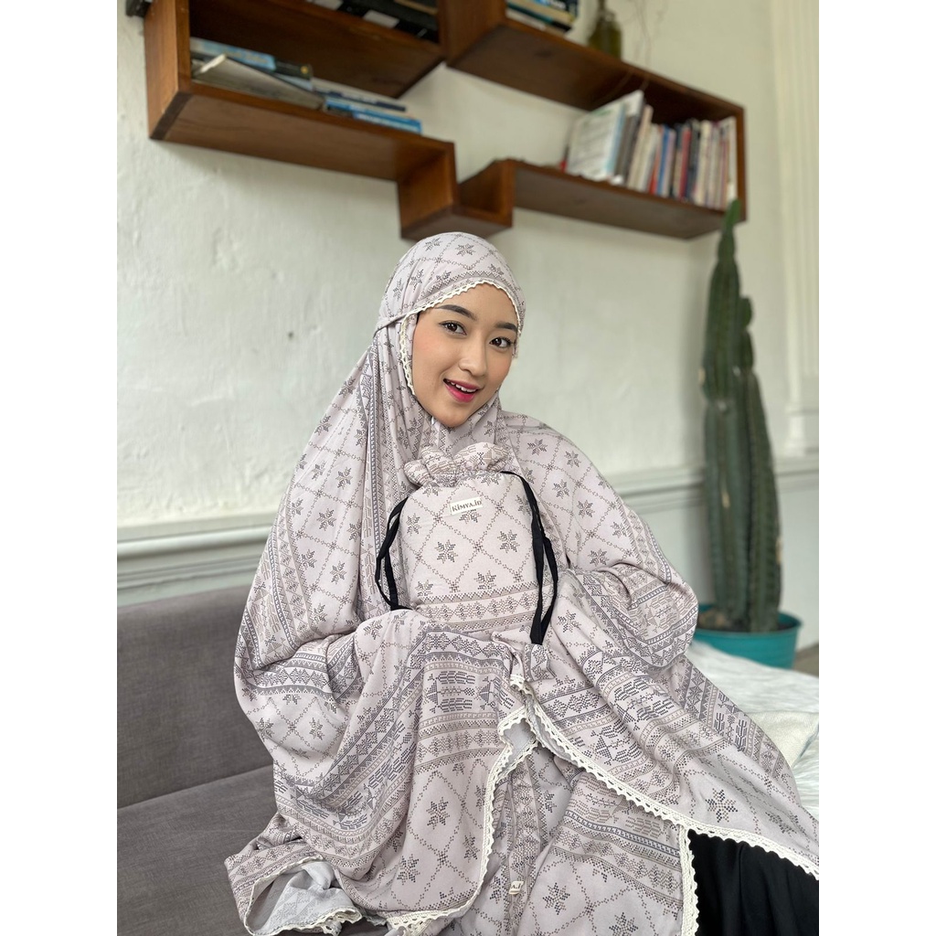 Jual KIMYA ID Mukena Syafa Ethnic Putih Navy Hijau Milo Cream Resleting ...