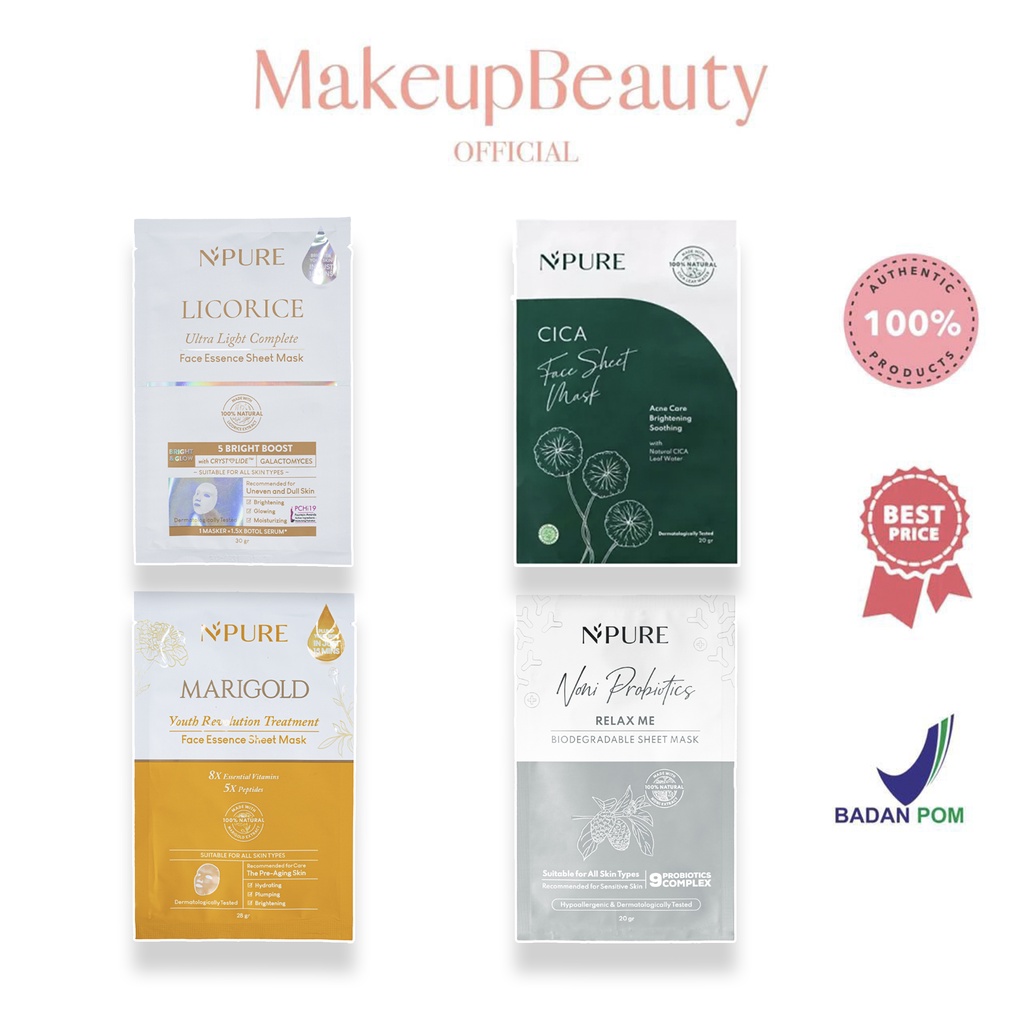 Jual NPURE Sheet Mask - Centella Asiatica | Noni Probiotic Relax Me ...