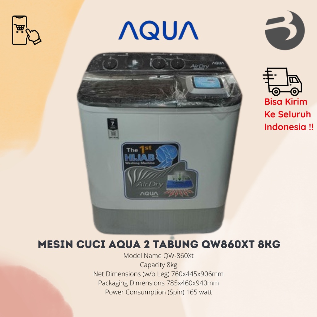 Jual MESIN CUCI AQUA 2 TABUNG QW860XT 8KG / QW760XT 7 KG | Shopee Indonesia
