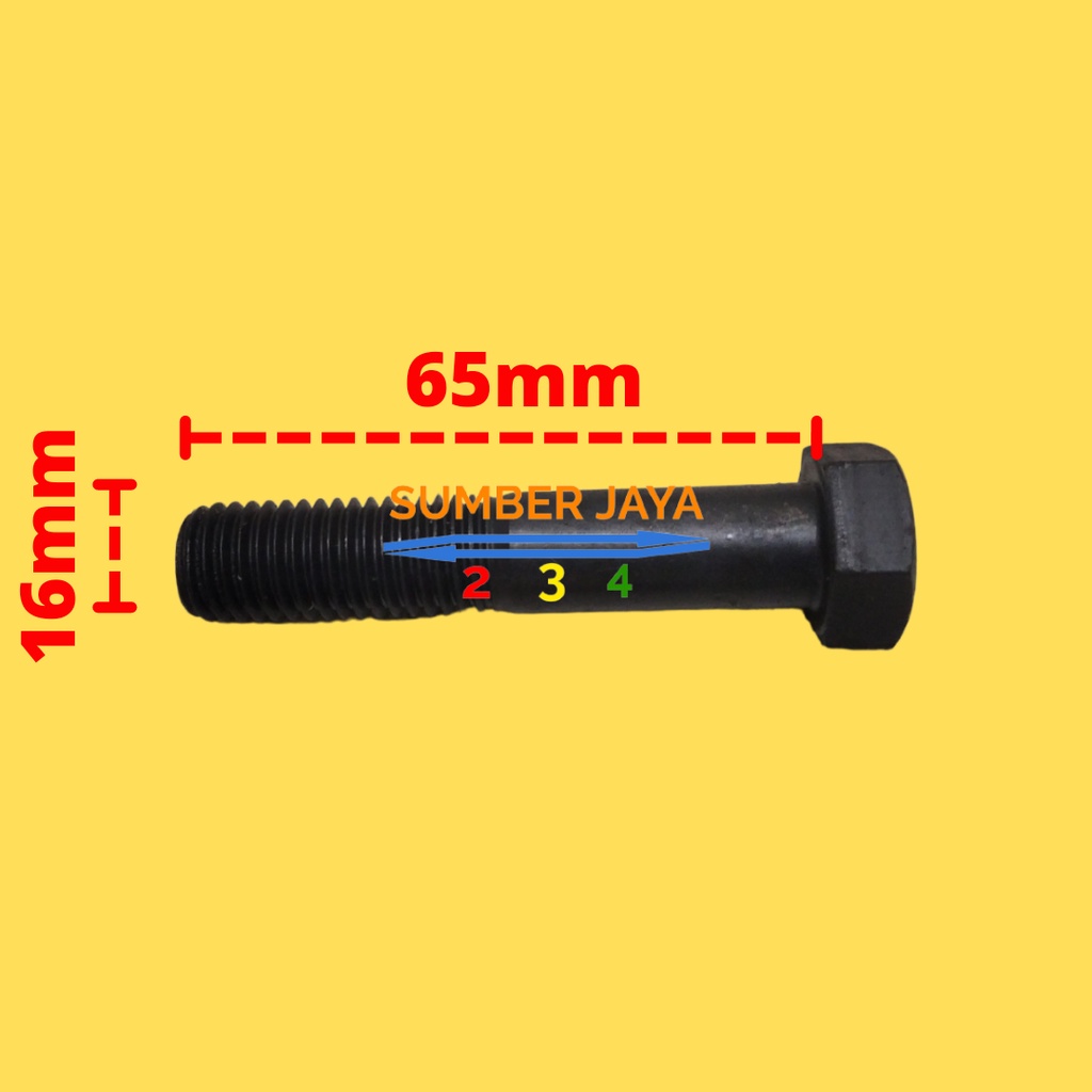 Jual BAUT MUR BAJA 16 X 65 HITAM PER 1 PCS | Shopee Indonesia