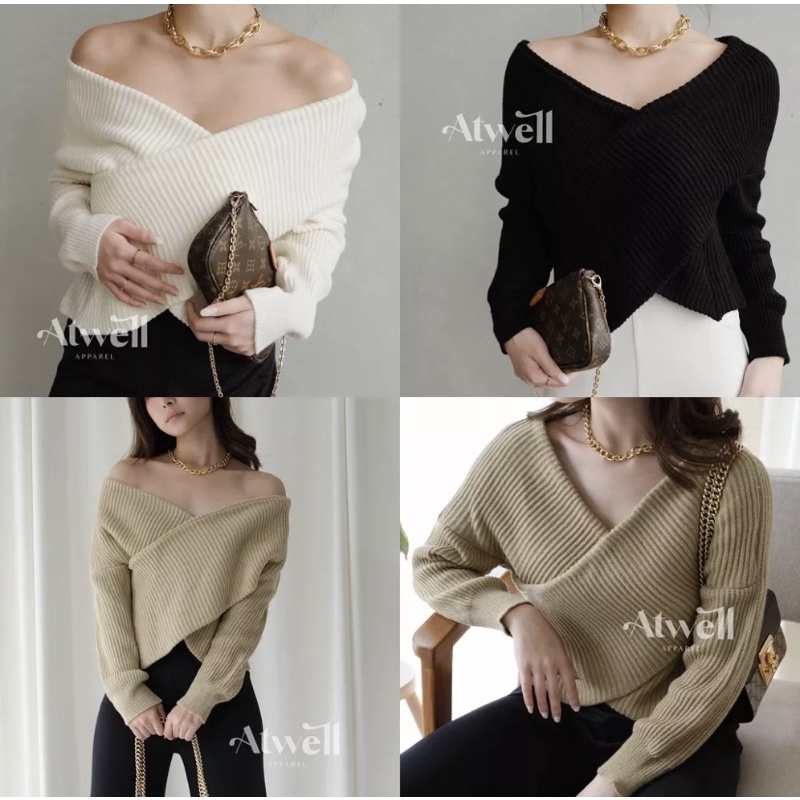 Jual nalla sweater crop top silang | Shopee Indonesia