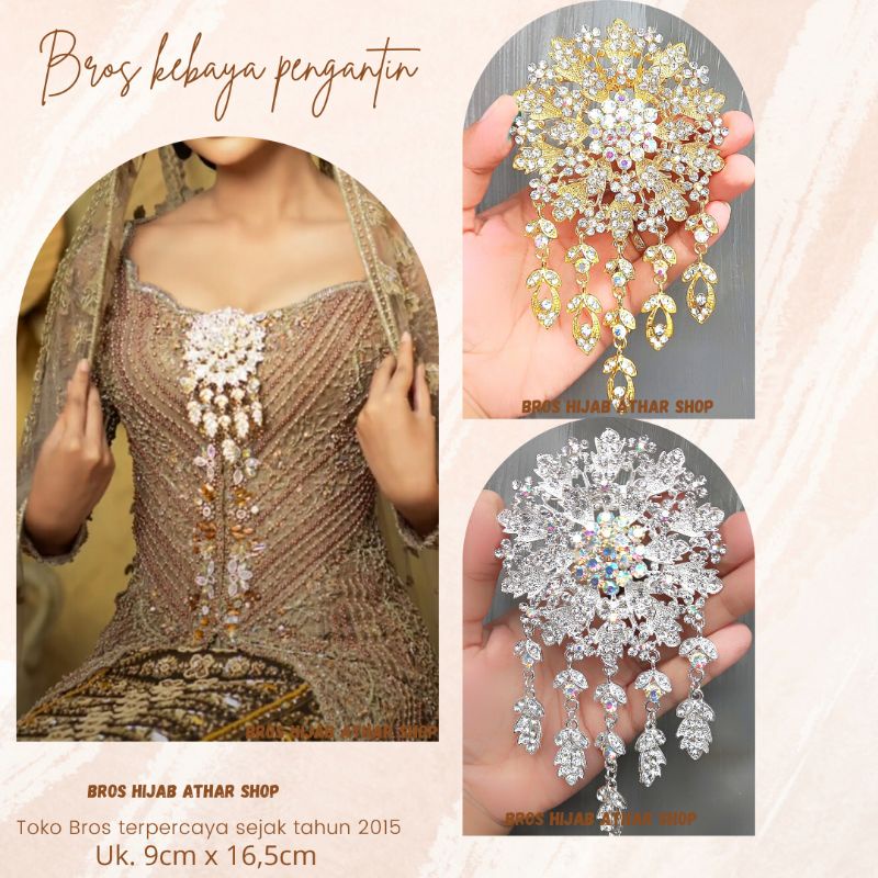 Jual Bros Kebaya Pengantin/Bross Besar/Bros Bunga Juntai /Bros Mewah Kutubaru Emas Perak Jumbo ...